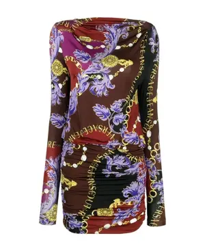 Versace Barocco Print Long Sleeve Minidress