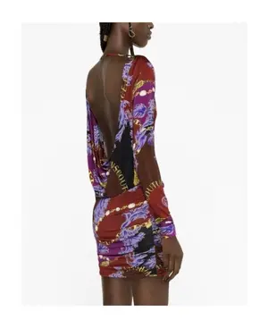 Versace Barocco Print Long Sleeve Minidress