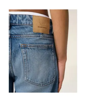 AMI Paris Logo Patch Straight-leg Jeans - Blue