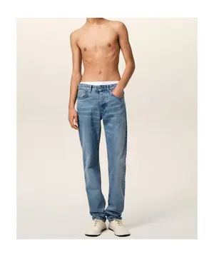 AMI Paris Logo Patch Straight-leg Jeans - Blue