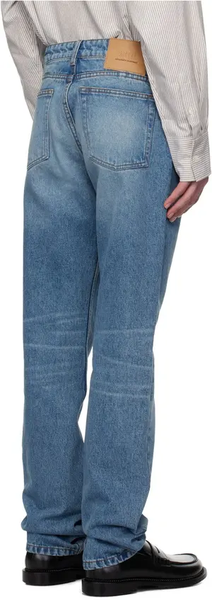 AMI Paris Logo Patch Straight-leg Jeans - Blue