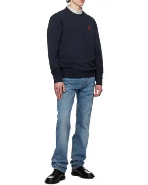 AMI Paris Logo Patch Straight-leg Jeans - Blue