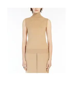 Sportmax Ardenza Roll Neck Sleeveless Vest - Camel