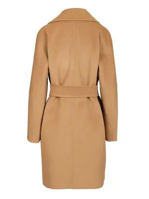 Max Mara Long-sleeved Belted Coat - Nude