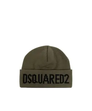 Dsquared2 Logo Intarsia Beanie - Green