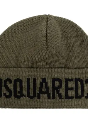 Dsquared2 Logo Intarsia Beanie - Green
