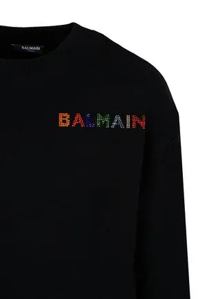 Balmain Rhinestone Embellished Crewneck Sweatshirt