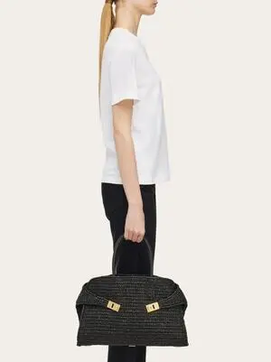 FERRAGAMO Woven Top Handle Handbag