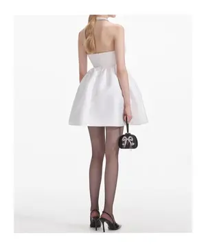SELF-PORTRAIT Taffeta Bandeau Mini Dress With Inner Corset