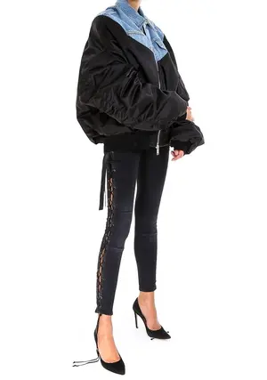 BEN TAVERNITI UNRAVEL PROJECT Side-laced Skinny Jeans - Black