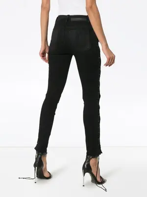 BEN TAVERNITI UNRAVEL PROJECT Side-laced Skinny Jeans - Black