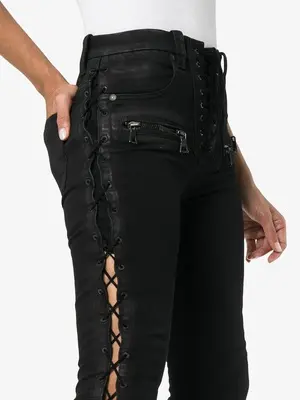 BEN TAVERNITI UNRAVEL PROJECT Side-laced Skinny Jeans - Black