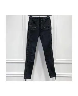 BEN TAVERNITI UNRAVEL PROJECT Side-laced Skinny Jeans - Black