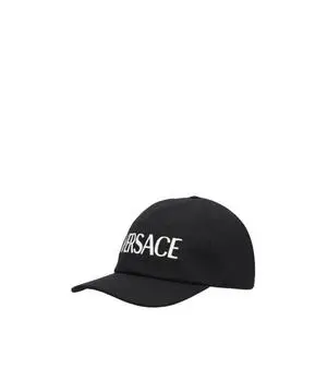 Versace Logo Embroidered Curved Peak Cap - Black