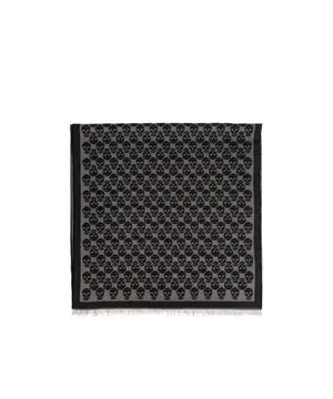 Alexander McQueen Skull Jacquard Frayed-edge Scarf - Black