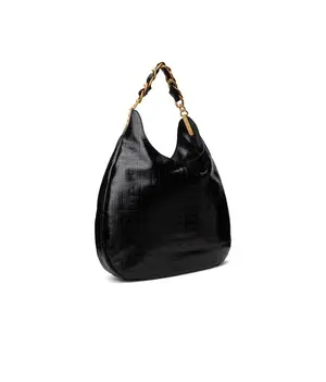 Balmain 1945 Soft Hobo Crinkled Leather Tote Bag With Monogram