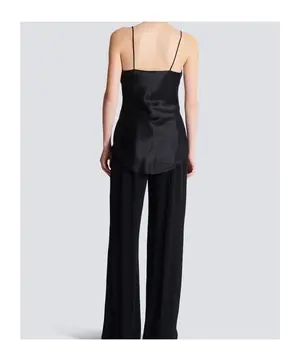 Balmain Draped Satin Top - Black