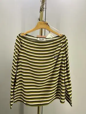 Miu Miu Striped Logo Patch T-shirt - Multi-color