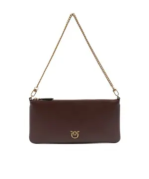 Pinko Horizontal Flat Shoulder Bag With Chain Strap - Black