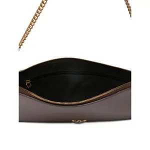 Pinko Horizontal Flat Shoulder Bag With Chain Strap - Black