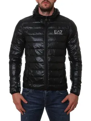 EA7 Quilted Down Jacket With Logo Detail