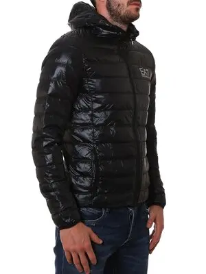 EA7 Quilted Down Jacket With Logo Detail