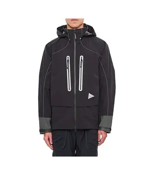 AND WANDER Logo Printed Hooded Jacket - Black
