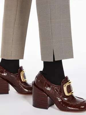 Sportmax Plaid Straight Leg Trousers With Side Slits
