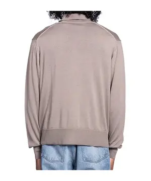 Ami Button-front Lapel Knit Jumper - Grey