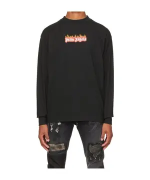 Palm Angels Burning Logo-print Long-sleeve T-shirt