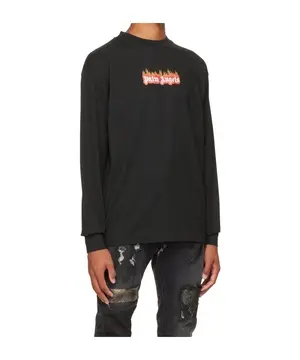 Palm Angels Burning Logo-print Long-sleeve T-shirt