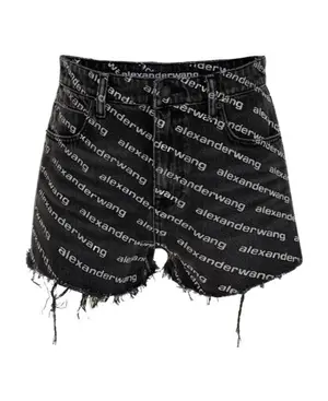 Alexander Wang Printed Logo Denim Shorts