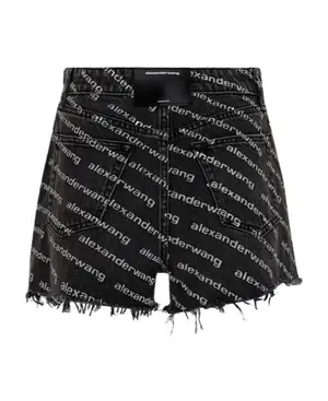 Alexander Wang Printed Logo Denim Shorts