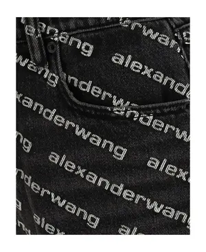 Alexander Wang Printed Logo Denim Shorts