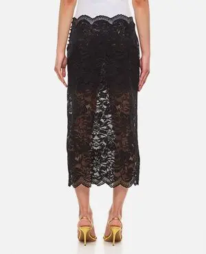 Rabanne High-waist Floral Lace Midi Skirt - Black
