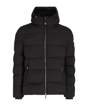 MOORER Quilted Hooded Jacket With Zipper Closure - Black