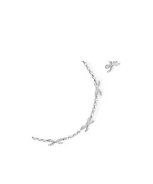 SELF-PORTRAIT Crystal Bow Embellished Necklace - Silver