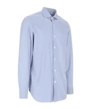 FINAMORE 1925 Striped Dress Shirt - Blue