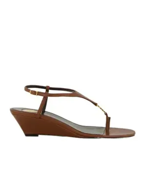 Saint Laurent Cassandre Plaque Leather Sandals