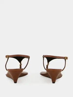 Saint Laurent Cassandre Plaque Leather Sandals