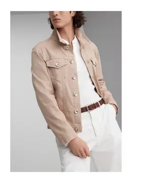 Brunello Cucinelli Buttoned Slim-fit Denim Jacket - Light Brown