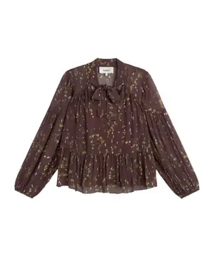 Ba&sh Floral Print Pussy Bow Tiered Blouse