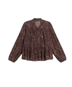 Ba&sh Floral Print Pussy Bow Tiered Blouse