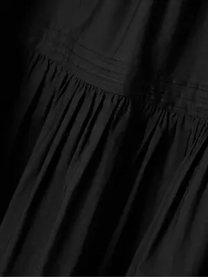 DÔEN High Waist Scalloped Cotton Skirt - Black