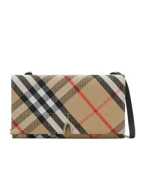 Burberry Checked Foldover Top Pouch - Sand-colored