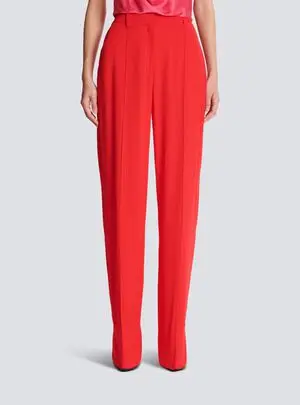 Balmain Crepe Tailored Straight-leg Trousers - Red