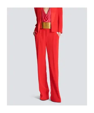 Balmain Crepe Tailored Straight-leg Trousers - Red