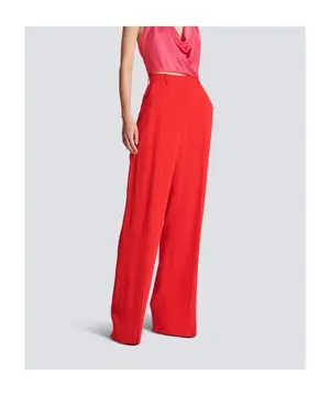Balmain Crepe Tailored Straight-leg Trousers - Red
