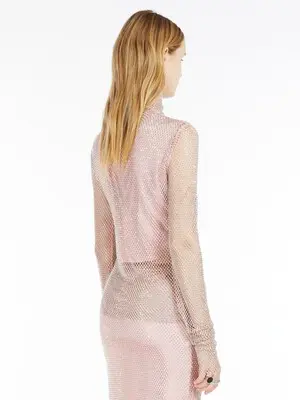 Sportmax Embellished High Neck Long-sleeved Top