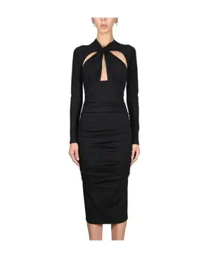 Dolce & Gabbana Long-sleeved Cut-out Midi Dress
